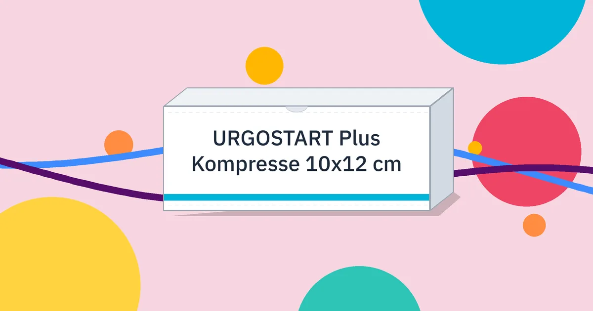 Symbolbild: Packung mit der Aufschrift URGOSTART Plus Kompresse 10x12 cm (PZN 19627500) – Verfügbarkeit und Bezug in Apotheken in Frankfurt am Main