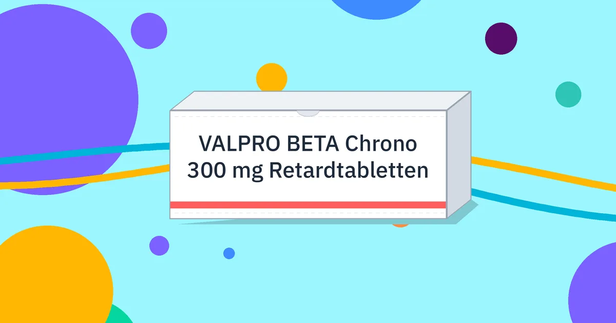 Symbolbild: Packung mit der Aufschrift VALPRO BETA Chrono 300 mg Retardtabletten (PZN 01907110) – Verfügbarkeit und Bezug in Apotheken in Frankfurt am Main