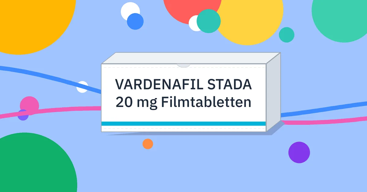 Symbolbild: Packung mit der Aufschrift VARDENAFIL STADA 20 mg Filmtabletten (PZN 14053738) – Verfügbarkeit und Bezug in Apotheken in Frankfurt am Main