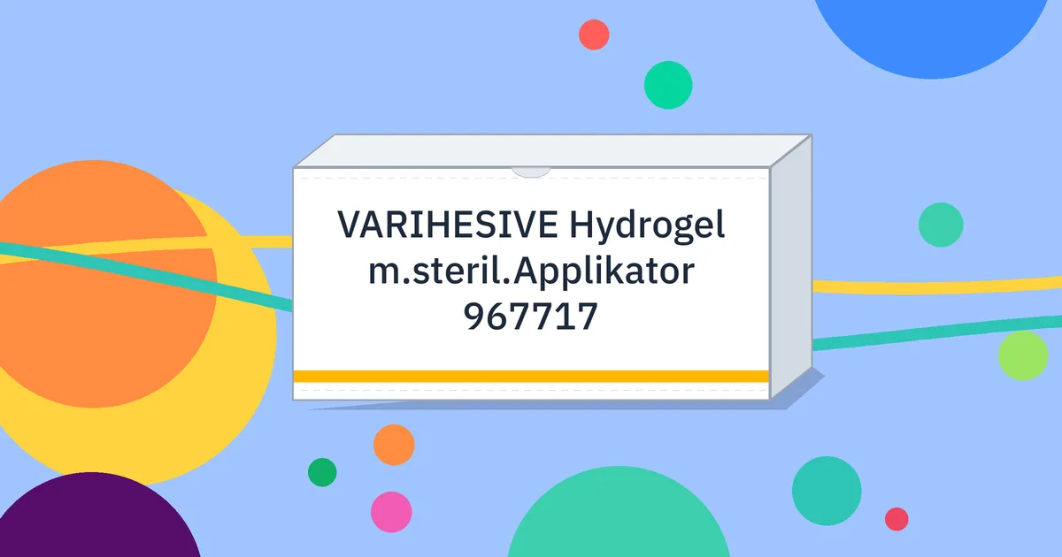 Symbolbild: Packung mit der Aufschrift VARIHESIVE Hydrogel m.steril.Applikator 967717 (PZN 07558739) – Verfügbarkeit und Bezug in Apotheken in Frankfurt am Main