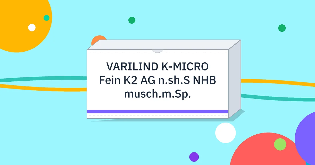 Symbolbild: Packung mit der Aufschrift VARILIND K-MICRO Fein K2 AG n.sh.S NHB musch.m.Sp. (PZN 20556857) – Verfügbarkeit und Bezug in Apotheken in Frankfurt am Main