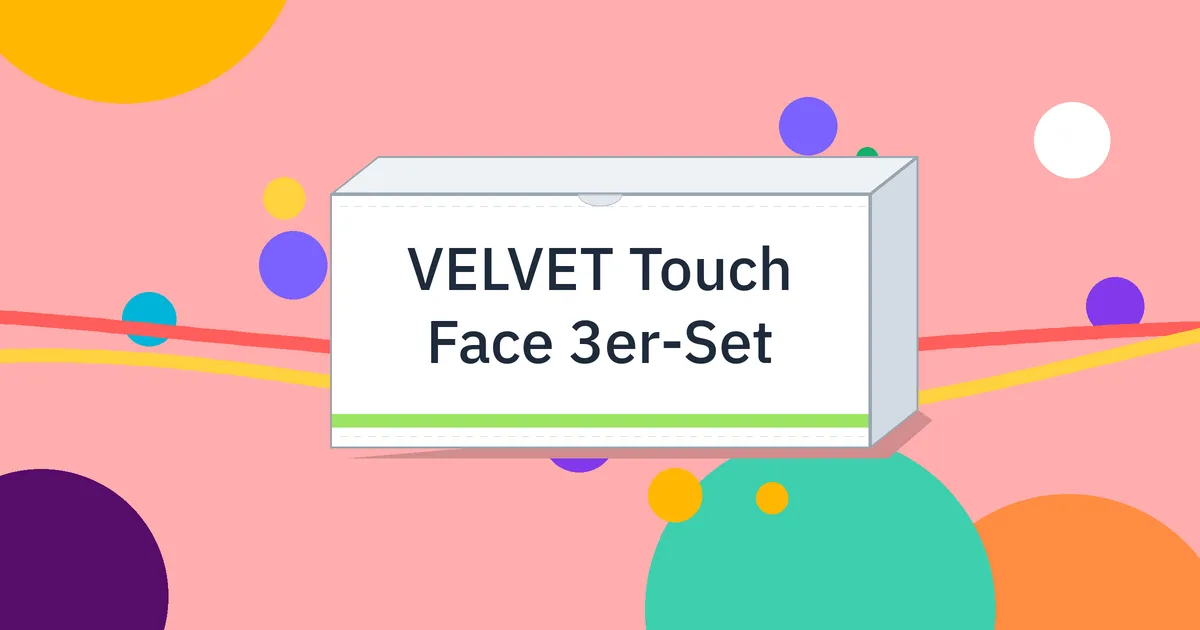 Symbolbild: Packung mit der Aufschrift VELVET Touch Face 3er-Set (PZN 01620408) – Verfügbarkeit und Bezug in Apotheken in Frankfurt am Main