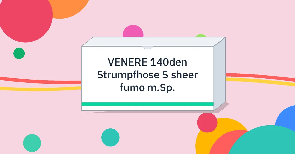 Symbolbild: Packung mit der Aufschrift VENERE 140den Strumpfhose S sheer fumo m.Sp. (PZN 16171198) – Verfügbarkeit und Bezug in Apotheken in Frankfurt am Main