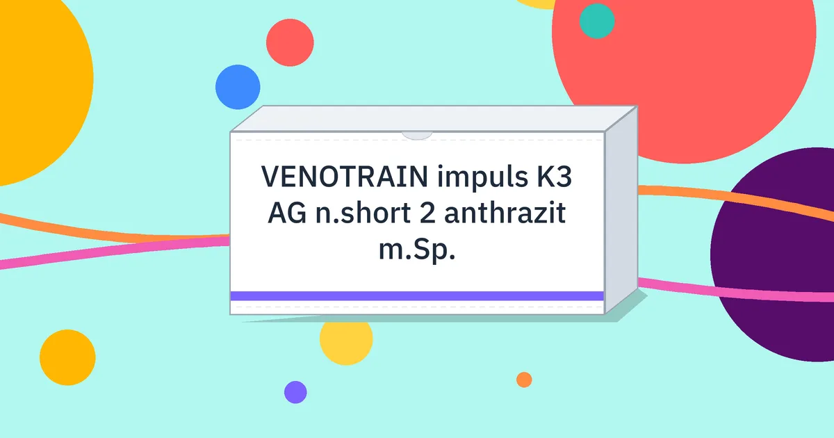 Symbolbild: Packung mit der Aufschrift VENOTRAIN impuls K3 AG n.short 2 anthrazit m.Sp. (PZN 15213411) – Verfügbarkeit und Bezug in Apotheken in Frankfurt am Main