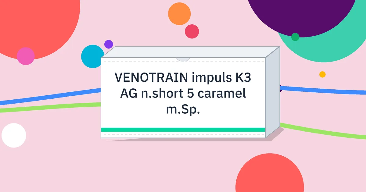 Symbolbild: Packung mit der Aufschrift VENOTRAIN impuls K3 AG n.short 5 caramel m.Sp. (PZN 00496509) – Verfügbarkeit und Bezug in Apotheken in Frankfurt am Main