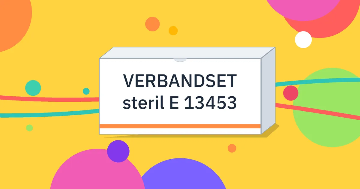 Symbolbild: Packung mit der Aufschrift VERBANDSET steril E 13453 (PZN 00647658) – Verfügbarkeit und Bezug in Apotheken in Frankfurt am Main