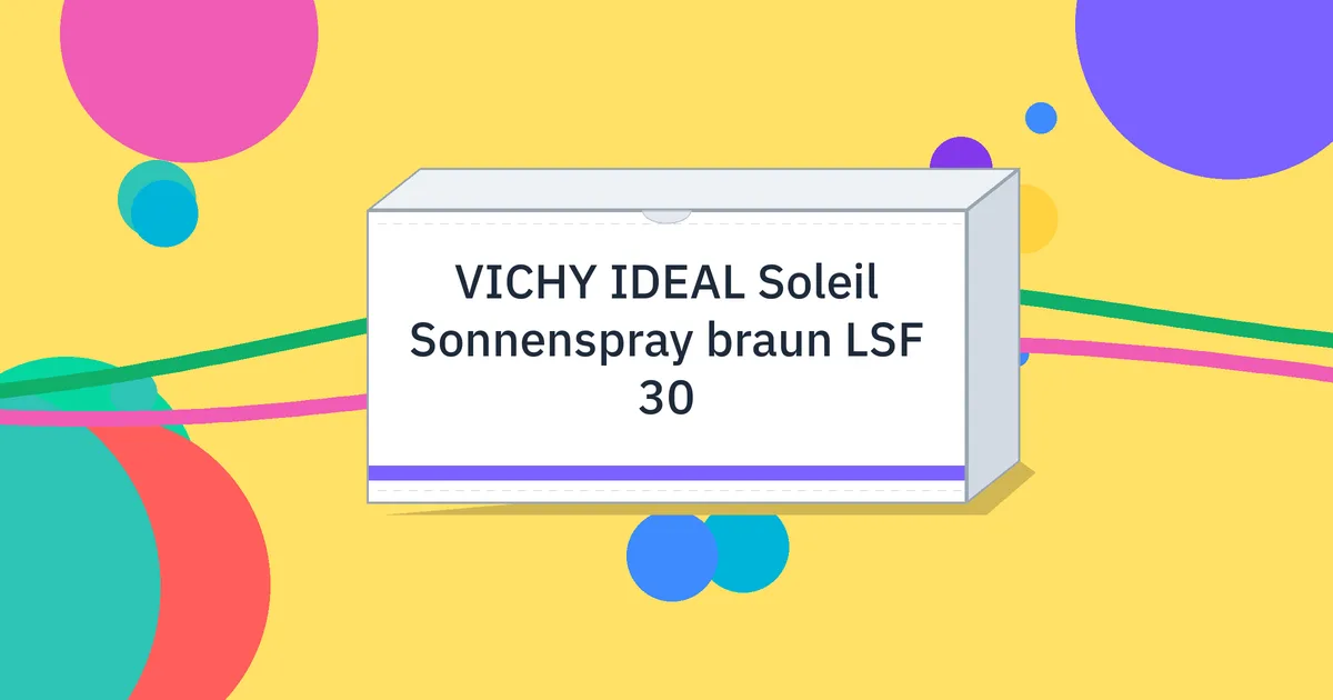Symbolbild: Packung mit der Aufschrift VICHY IDEAL Soleil Sonnenspray braun LSF 30 (PZN 15376828) – Verfügbarkeit und Bezug in Apotheken in Frankfurt am Main