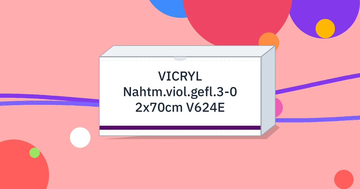 Symbolbild: Packung mit der Aufschrift VICRYL Nahtm.viol.gefl.3-0 2x70cm V624E (PZN 16810008) – Verfügbarkeit und Bezug in Apotheken in Frankfurt am Main