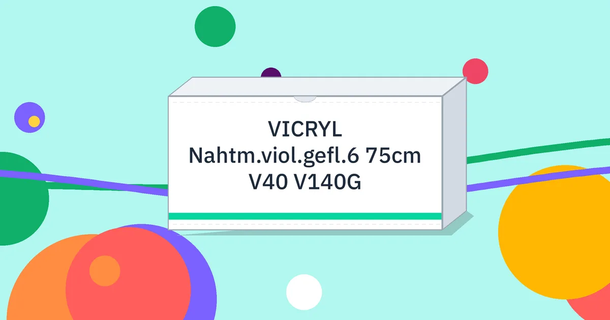 Symbolbild: Packung mit der Aufschrift VICRYL Nahtm.viol.gefl.6 75cm V40 V140G (PZN 16258083) – Verfügbarkeit und Bezug in Apotheken in Frankfurt am Main
