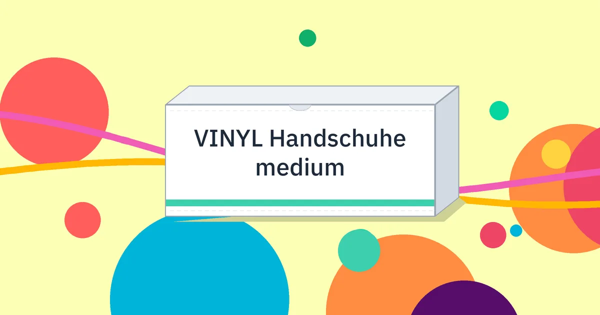 Symbolbild: Packung mit der Aufschrift VINYL Handschuhe medium (PZN 01412940) – Verfügbarkeit und Bezug in Apotheken in Frankfurt am Main