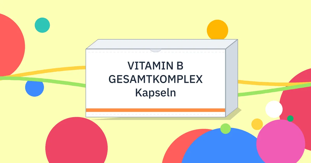 Symbolbild: Packung mit der Aufschrift VITAMIN B GESAMTKOMPLEX Kapseln (PZN 04722658) – Verfügbarkeit und Bezug in Apotheken in Frankfurt am Main