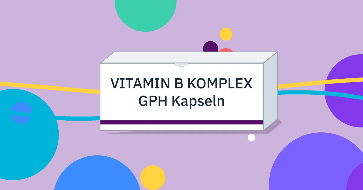 Symbolbild: Packung mit der Aufschrift VITAMIN B KOMPLEX GPH Kapseln (PZN 02561286) – Verfügbarkeit und Bezug in Apotheken in Frankfurt am Main