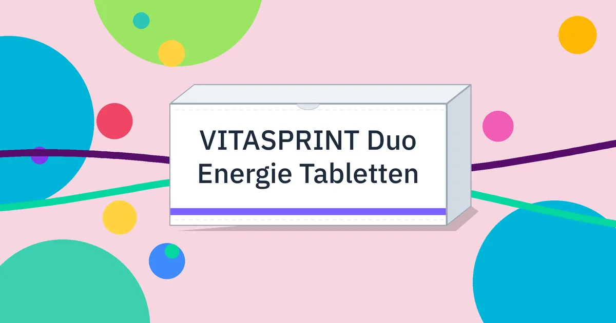 Symbolbild: Packung mit der Aufschrift VITASPRINT Duo Energie Tabletten (PZN 18760556) – Verfügbarkeit und Bezug in Apotheken in Frankfurt am Main