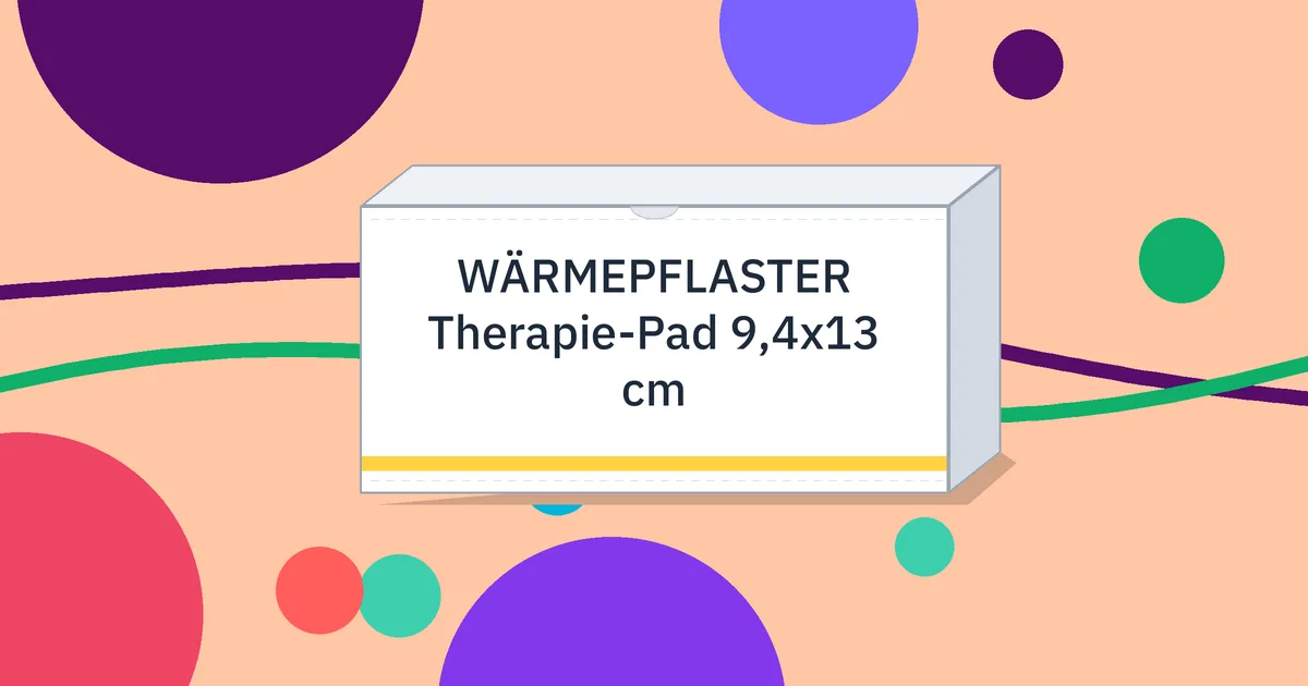 Symbolbild: Packung mit der Aufschrift WÄRMEPFLASTER Therapie-Pad 9,4x13 cm (PZN 09700650) – Verfügbarkeit und Bezug in Apotheken in Frankfurt am Main