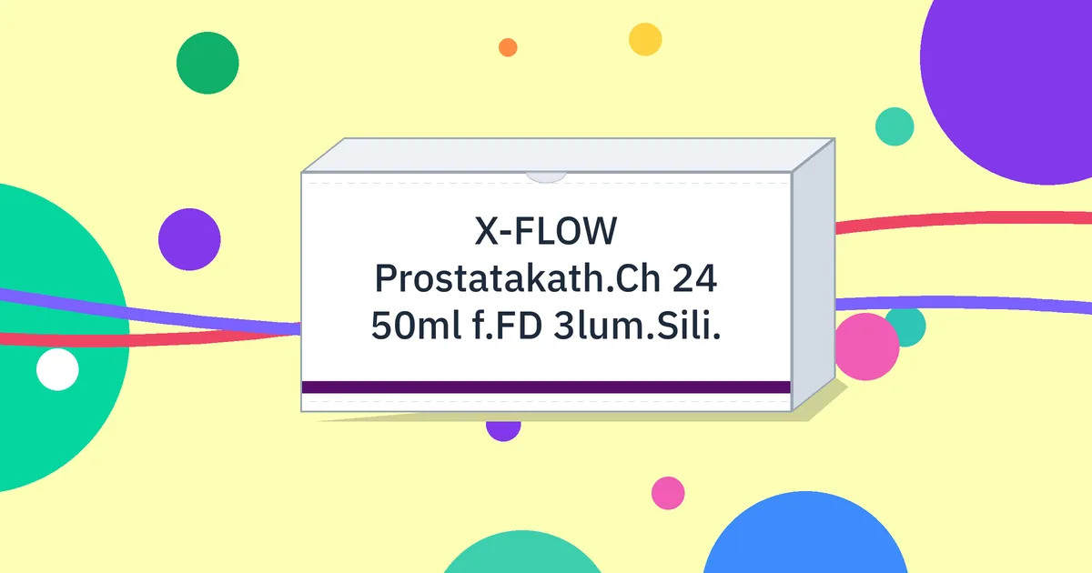 Symbolbild: Packung mit der Aufschrift X-FLOW Prostatakath.Ch 24 50ml f.FD 3lum.Sili. (PZN 17508429) – Verfügbarkeit und Bezug in Apotheken in Frankfurt am Main