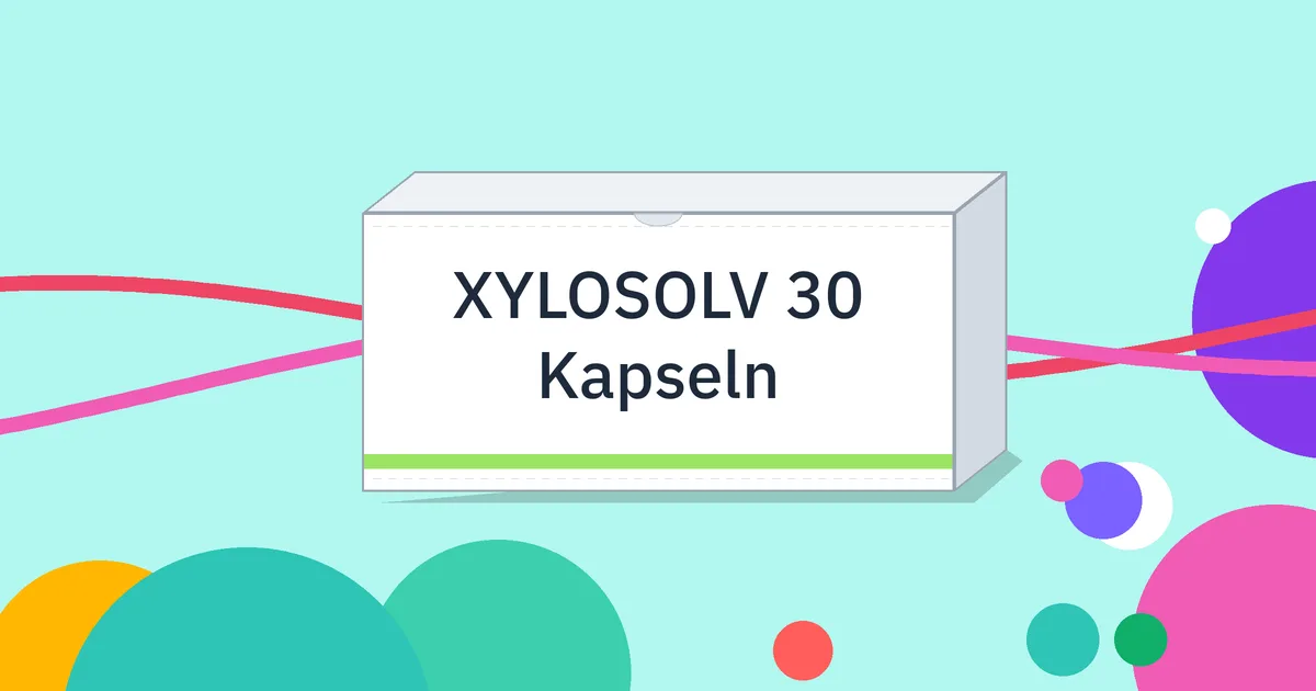 Symbolbild: Packung mit der Aufschrift XYLOSOLV 30 Kapseln (PZN 10178414) – Verfügbarkeit und Bezug in Apotheken in Frankfurt am Main