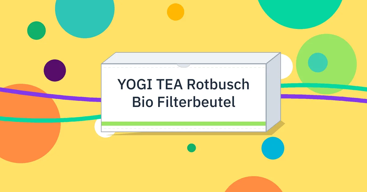 Symbolbild: Packung mit der Aufschrift YOGI TEA Rotbusch Bio Filterbeutel (PZN 09687576) – Verfügbarkeit und Bezug in Apotheken in Frankfurt am Main