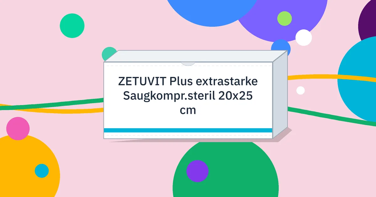 Symbolbild: Packung mit der Aufschrift ZETUVIT Plus extrastarke Saugkompr.steril 20x25 cm (PZN 16082709) – Verfügbarkeit und Bezug in Apotheken in Frankfurt am Main