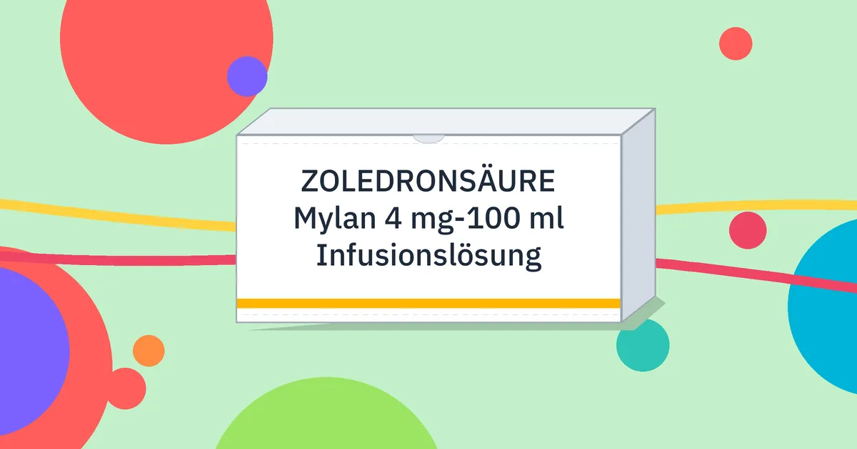 Symbolbild: Packung mit der Aufschrift ZOLEDRONSÄURE Mylan 4 mg-100 ml Infusionslösung (PZN 10193655) – Verfügbarkeit und Bezug in Apotheken in Frankfurt am Main