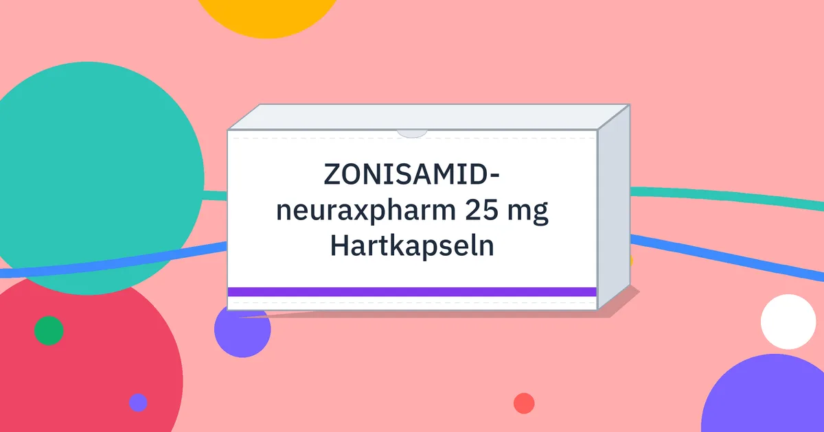 Symbolbild: Packung mit der Aufschrift ZONISAMID-neuraxpharm 25 mg Hartkapseln (PZN 11351197) – Verfügbarkeit und Bezug in Apotheken in Frankfurt am Main