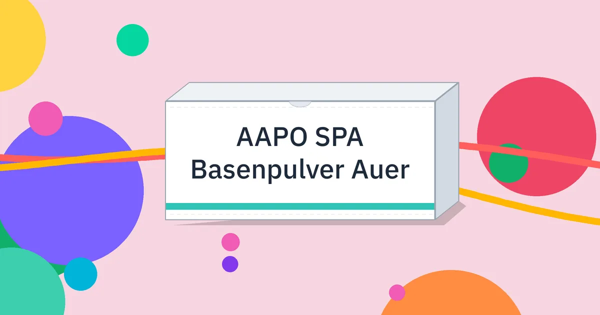 Symbolbild: Packung mit der Aufschrift AAPO SPA Basenpulver Auer (PZN 01290394) – Verfügbarkeit und Bezug in Apotheken in Frankfurt am Main