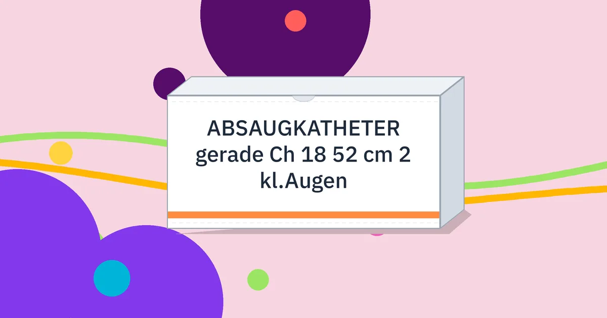 Symbolbild: Packung mit der Aufschrift ABSAUGKATHETER gerade Ch 18 52 cm 2 kl.Augen (PZN 02099793) – Verfügbarkeit und Bezug in Apotheken in Frankfurt am Main