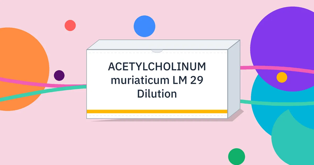 Symbolbild: Packung mit der Aufschrift ACETYLCHOLINUM muriaticum LM 29 Dilution (PZN 13266432) – Verfügbarkeit und Bezug in Apotheken in Frankfurt am Main