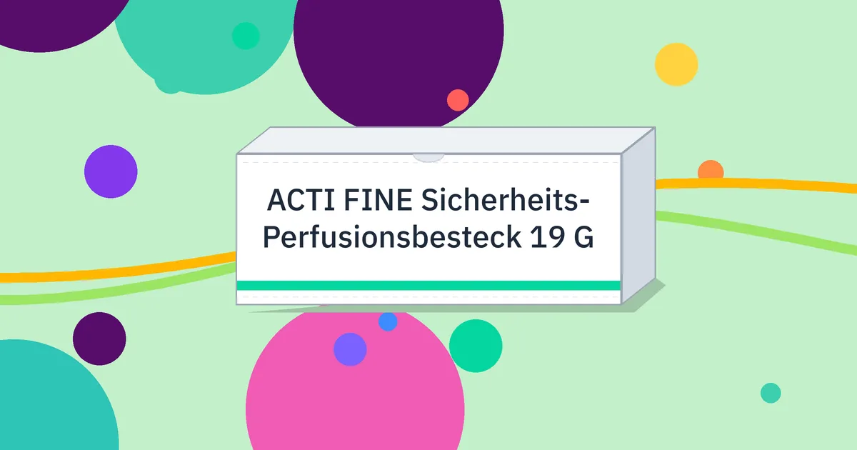 Symbolbild: Packung mit der Aufschrift ACTI FINE Sicherheits-Perfusionsbesteck 19 G (PZN 12668720) – Verfügbarkeit und Bezug in Apotheken in Frankfurt am Main