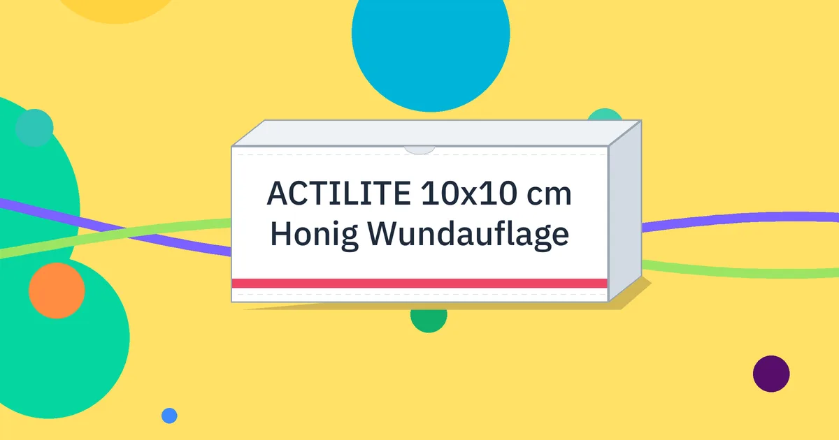 Symbolbild: Packung mit der Aufschrift ACTILITE 10x10 cm Honig Wundauflage (PZN 14233096) – Verfügbarkeit und Bezug in Apotheken in Frankfurt am Main