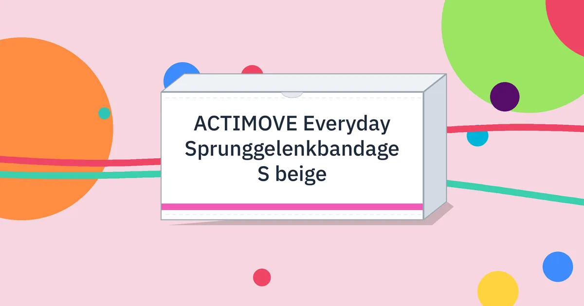 Symbolbild: Packung mit der Aufschrift ACTIMOVE Everyday Sprunggelenkbandage S beige (PZN 18328451) – Verfügbarkeit und Bezug in Apotheken in Frankfurt am Main
