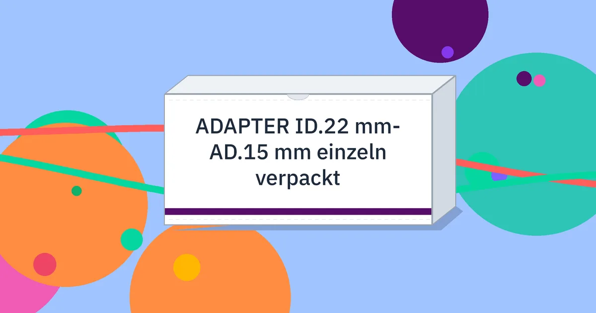 Symbolbild: Packung mit der Aufschrift ADAPTER ID.22 mm-AD.15 mm einzeln verpackt (PZN 17432040) – Verfügbarkeit und Bezug in Apotheken in Frankfurt am Main