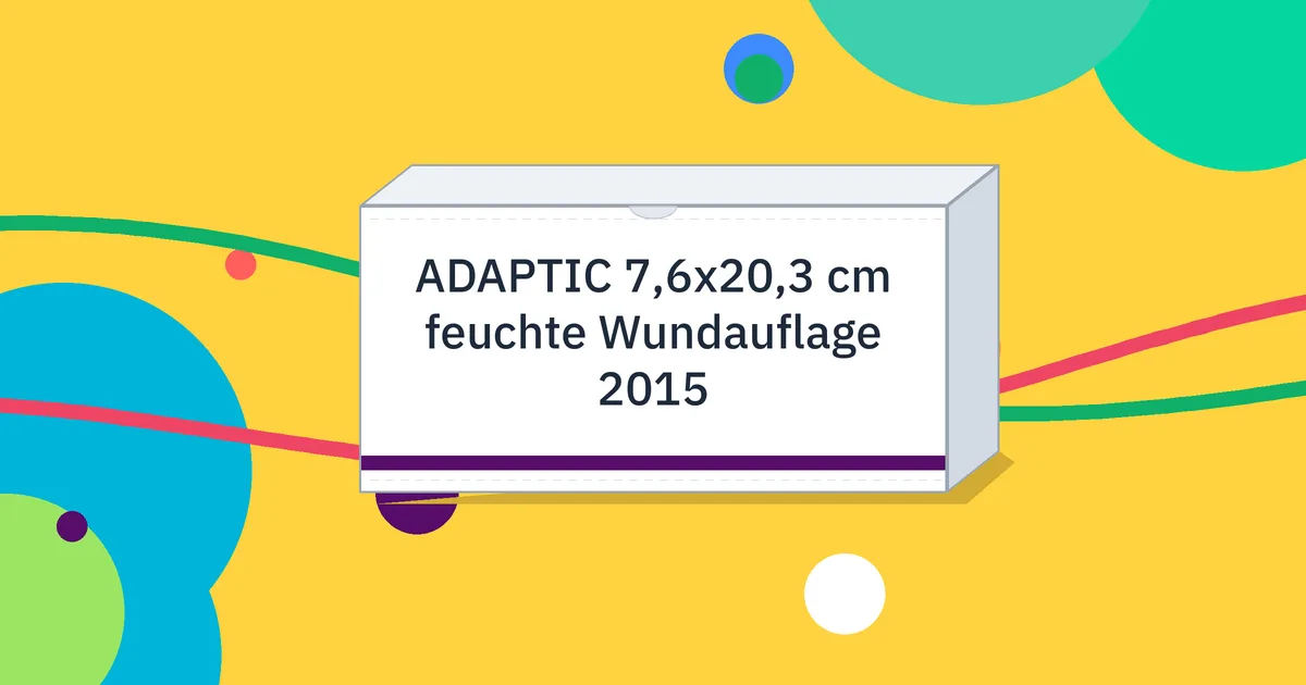 Symbolbild: Packung mit der Aufschrift ADAPTIC 7,6x20,3 cm feuchte Wundauflage 2015 (PZN 01574772) – Verfügbarkeit und Bezug in Apotheken in Frankfurt am Main