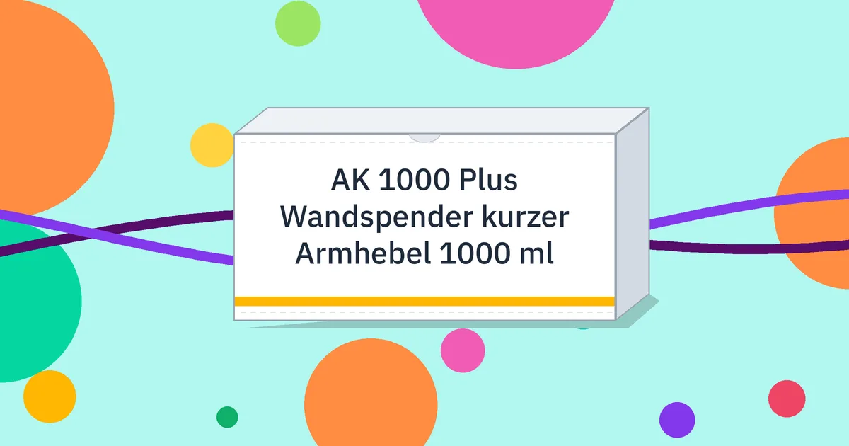 Symbolbild: Packung mit der Aufschrift AK 1000 Plus Wandspender kurzer Armhebel 1000 ml (PZN 15870876) – Verfügbarkeit und Bezug in Apotheken in Frankfurt am Main