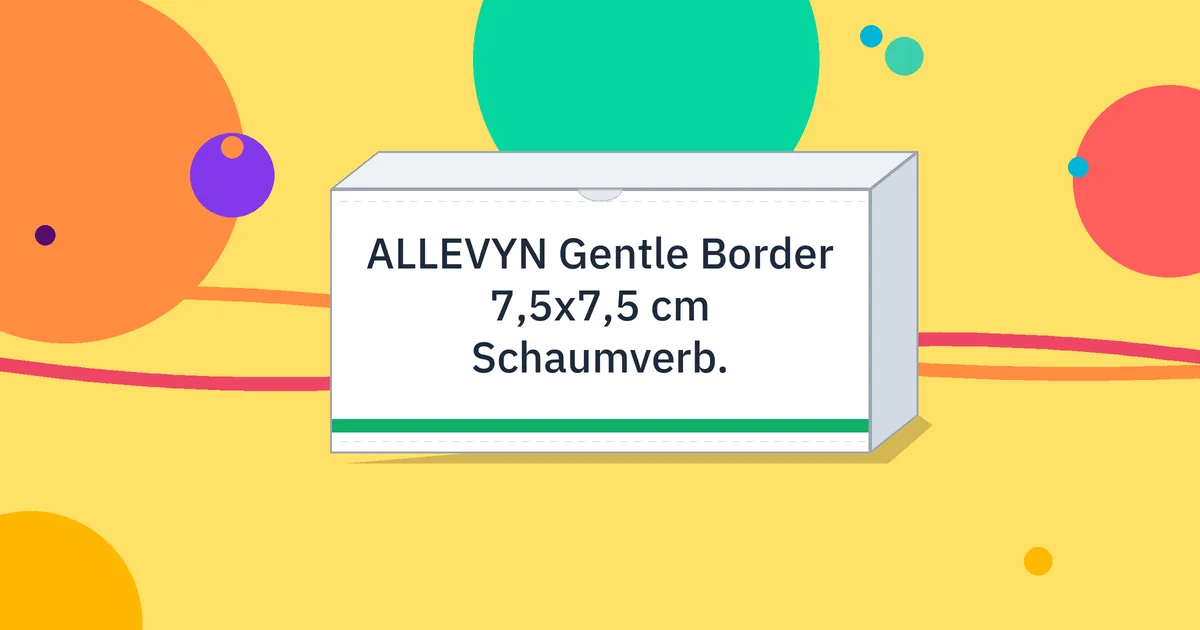 Symbolbild: Packung mit der Aufschrift ALLEVYN Gentle Border 7,5x7,5 cm Schaumverb. (PZN 13984802) – Verfügbarkeit und Bezug in Apotheken in Frankfurt am Main