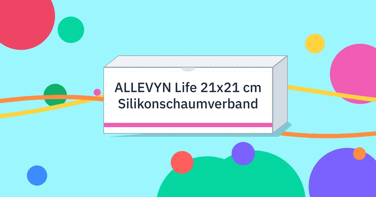 Symbolbild: Packung mit der Aufschrift ALLEVYN Life 21x21 cm Silikonschaumverband (PZN 19730959) – Verfügbarkeit und Bezug in Apotheken in Frankfurt am Main