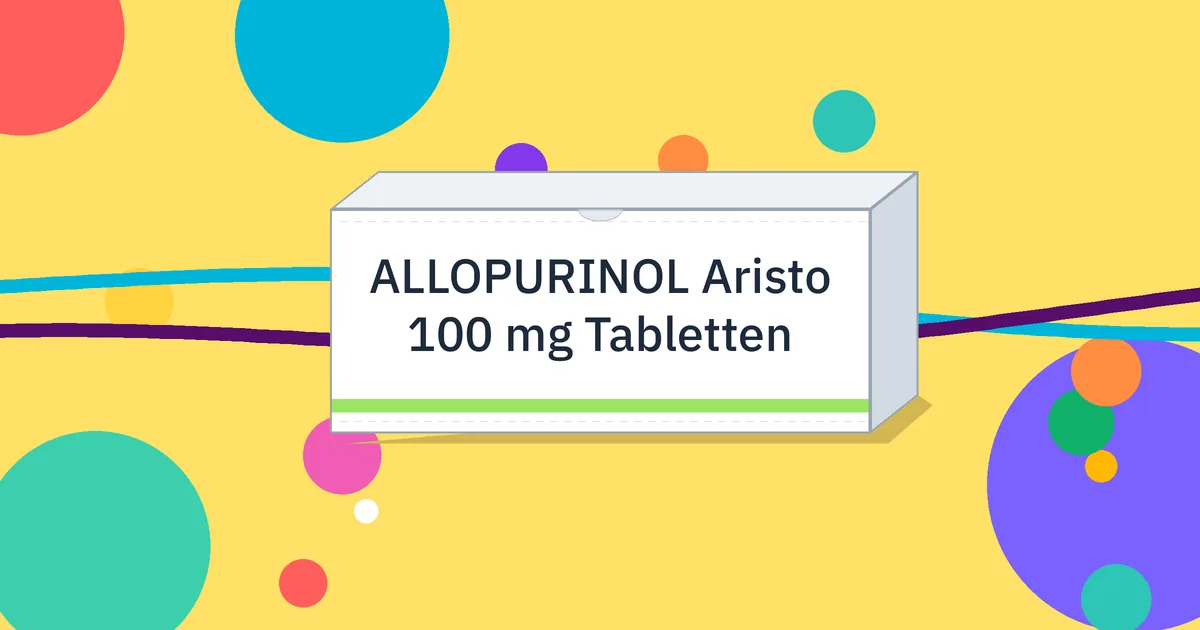 Symbolbild: Packung mit der Aufschrift ALLOPURINOL Aristo 100 mg Tabletten (PZN 18085698) – Verfügbarkeit und Bezug in Apotheken in Frankfurt am Main