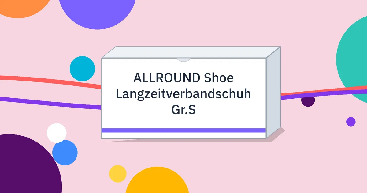 Symbolbild: Packung mit der Aufschrift ALLROUND Shoe Langzeitverbandschuh Gr.S (PZN 13712630) – Verfügbarkeit und Bezug in Apotheken in Frankfurt am Main