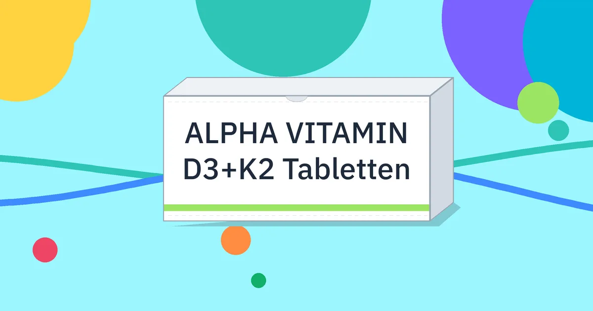 Symbolbild: Packung mit der Aufschrift ALPHA VITAMIN D3+K2 Tabletten (PZN 18070426) – Verfügbarkeit und Bezug in Apotheken in Frankfurt am Main