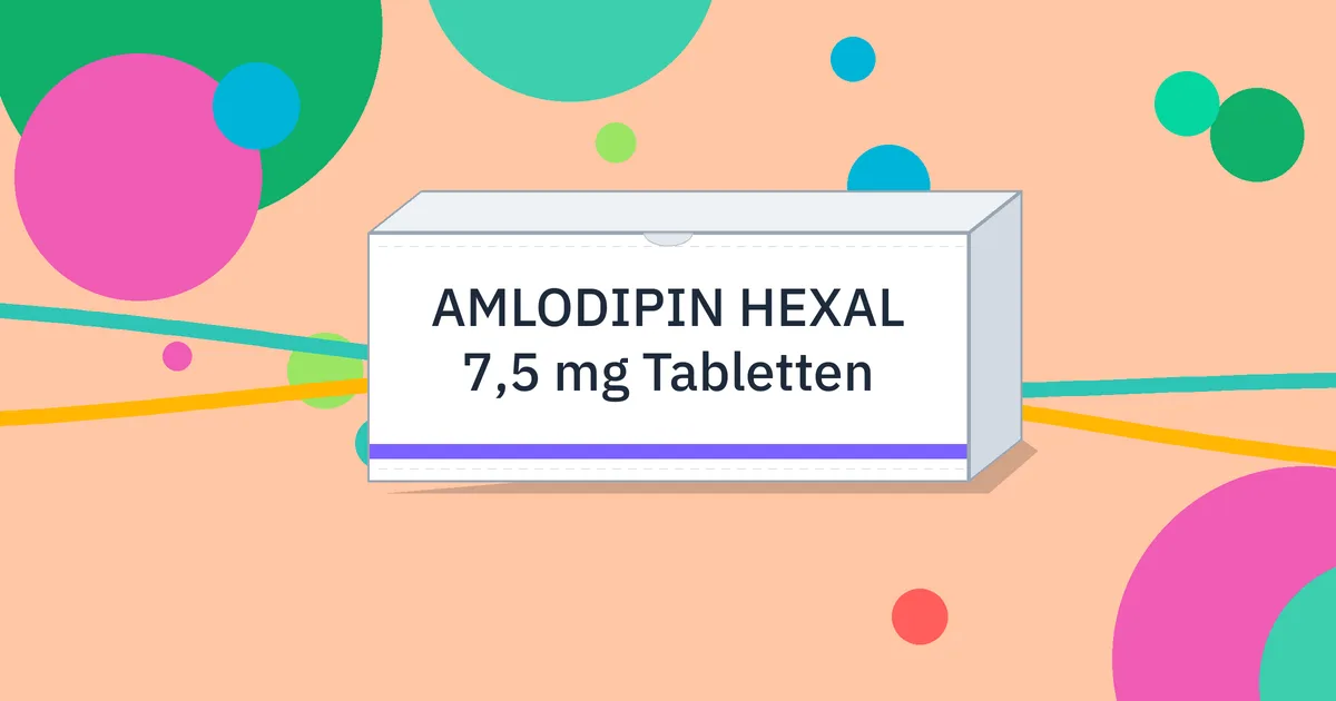 Symbolbild: Packung mit der Aufschrift AMLODIPIN HEXAL 7,5 mg Tabletten (PZN 07018730) – Verfügbarkeit und Bezug in Apotheken in Frankfurt am Main