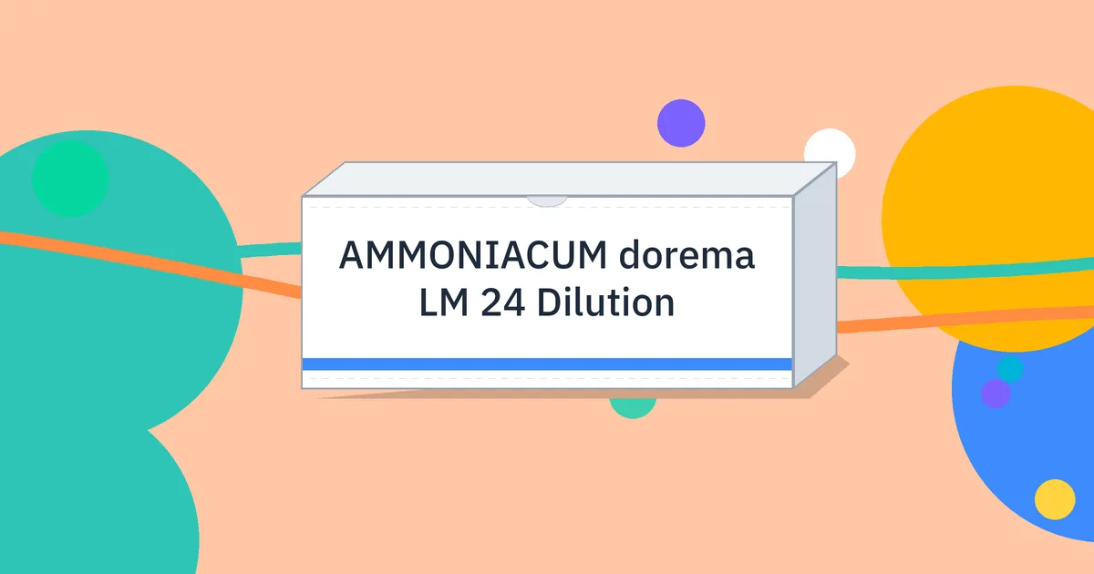 Symbolbild: Packung mit der Aufschrift AMMONIACUM dorema LM 24 Dilution (PZN 13319134) – Verfügbarkeit und Bezug in Apotheken in Frankfurt am Main