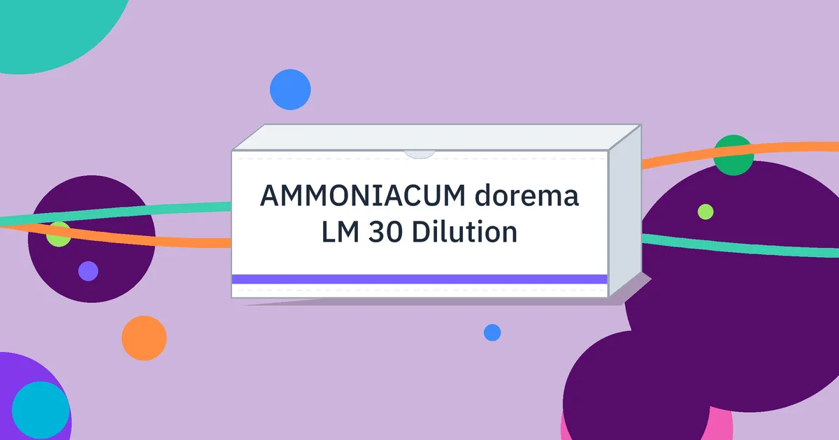 Symbolbild: Packung mit der Aufschrift AMMONIACUM dorema LM 30 Dilution (PZN 13319200) – Verfügbarkeit und Bezug in Apotheken in Frankfurt am Main