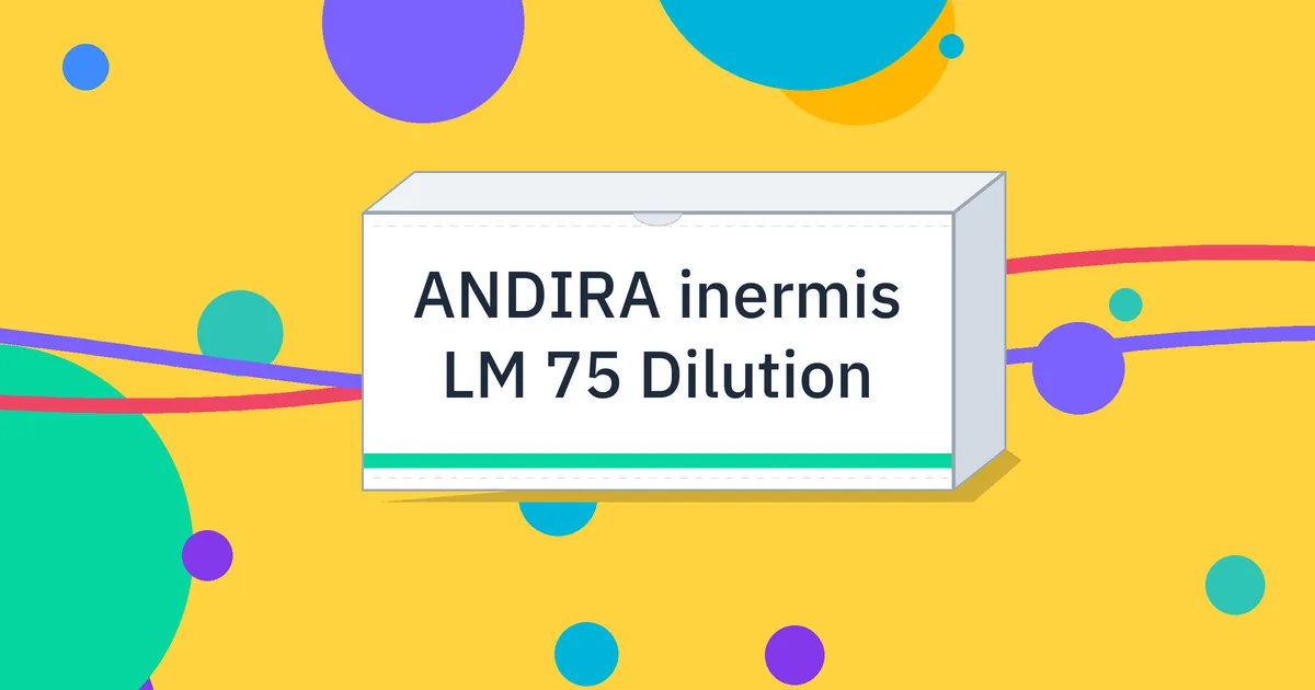 Symbolbild: Packung mit der Aufschrift ANDIRA inermis LM 75 Dilution (PZN 13329546) – Verfügbarkeit und Bezug in Apotheken in Frankfurt am Main