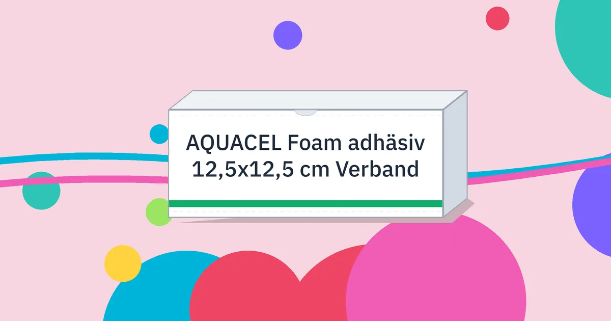 Symbolbild: Packung mit der Aufschrift AQUACEL Foam adhäsiv 12,5x12,5 cm Verband (PZN 13720977) – Verfügbarkeit und Bezug in Apotheken in Frankfurt am Main