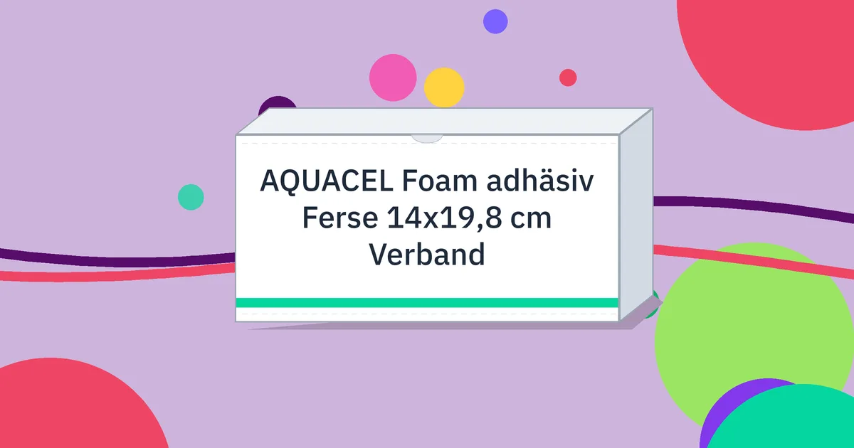Symbolbild: Packung mit der Aufschrift AQUACEL Foam adhäsiv Ferse 14x19,8 cm Verband (PZN 19347924) – Verfügbarkeit und Bezug in Apotheken in Frankfurt am Main