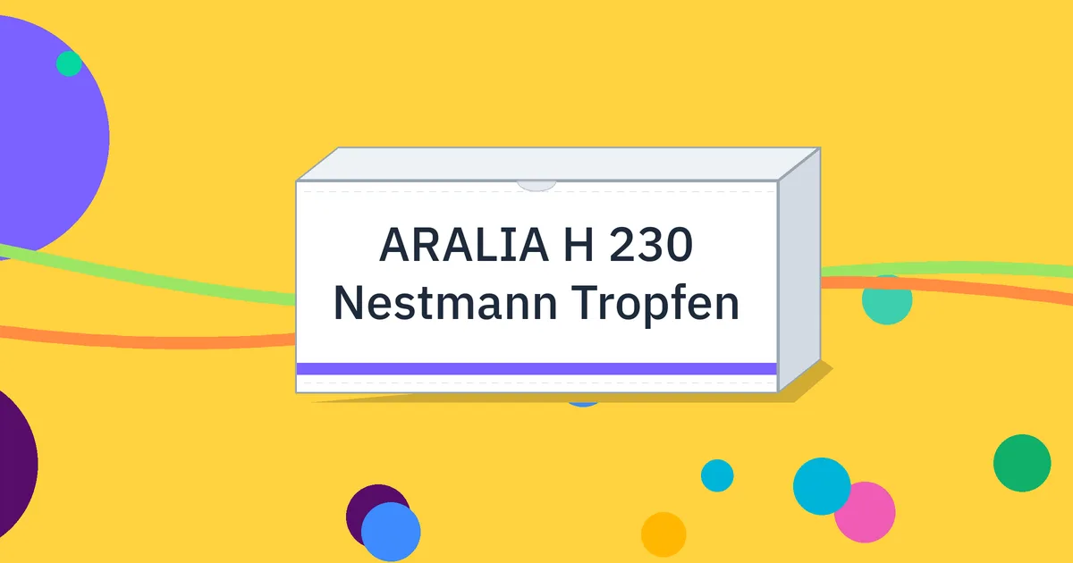 Symbolbild: Packung mit der Aufschrift ARALIA H 230 Nestmann Tropfen (PZN 00075191) – Verfügbarkeit und Bezug in Apotheken in Frankfurt am Main
