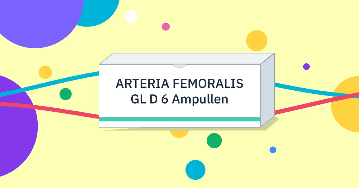 Symbolbild: Packung mit der Aufschrift ARTERIA FEMORALIS GL D 6 Ampullen (PZN 02904183) – Verfügbarkeit und Bezug in Apotheken in Frankfurt am Main