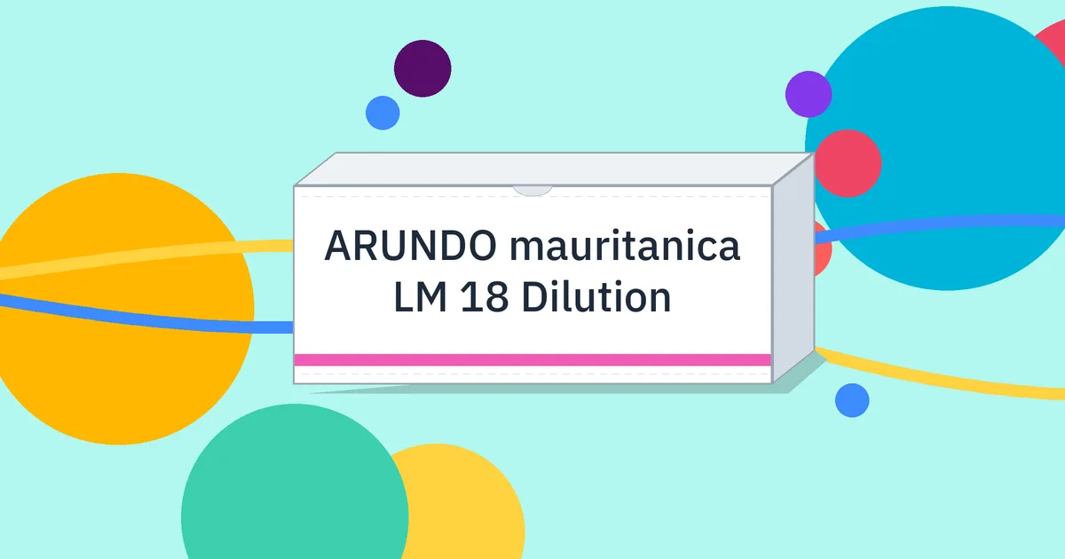 Symbolbild: Packung mit der Aufschrift ARUNDO mauritanica LM 18 Dilution (PZN 08449538) – Verfügbarkeit und Bezug in Apotheken in Frankfurt am Main