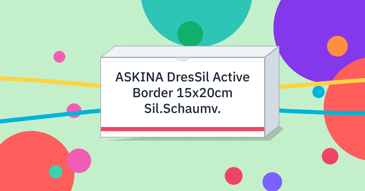 Symbolbild: Packung mit der Aufschrift ASKINA DresSil Active Border 15x20cm Sil.Schaumv. (PZN 20548680) – Verfügbarkeit und Bezug in Apotheken in Frankfurt am Main