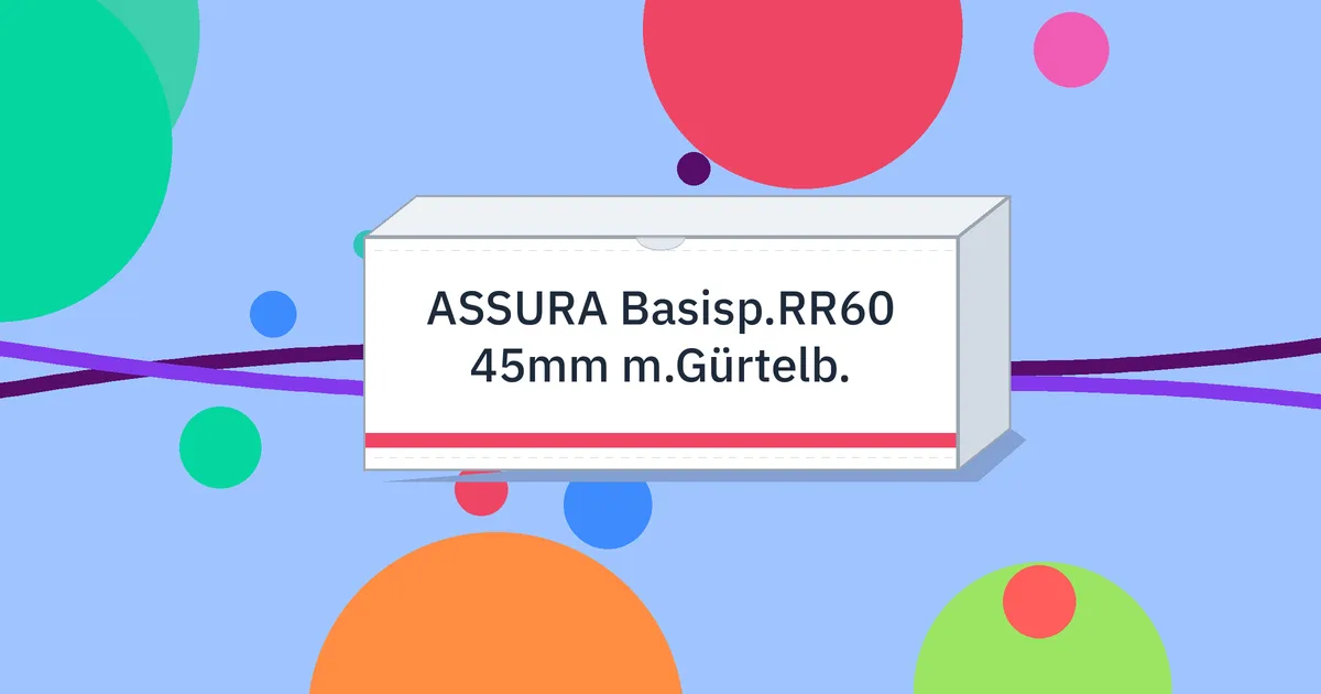Symbolbild: Packung mit der Aufschrift ASSURA Basisp.RR60 45mm m.Gürtelb. (PZN 08696633) – Verfügbarkeit und Bezug in Apotheken in Frankfurt am Main