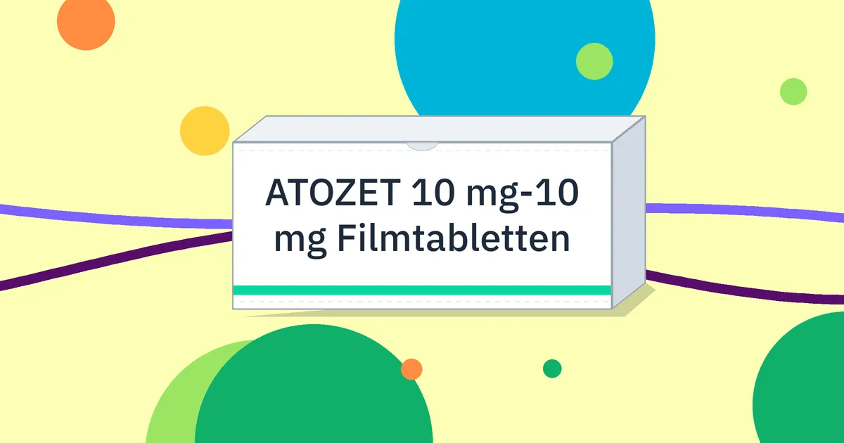 Symbolbild: Packung mit der Aufschrift ATOZET 10 mg-10 mg Filmtabletten (PZN 15266560) – Verfügbarkeit und Bezug in Apotheken in Frankfurt am Main